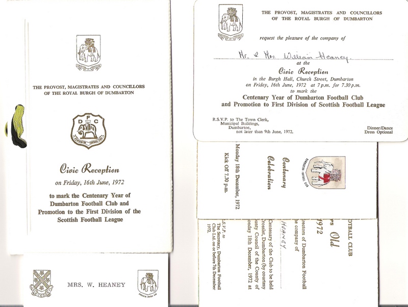 Dumbarton FC Centenary Dinner Menu (civic reception invites etc) – THE ...